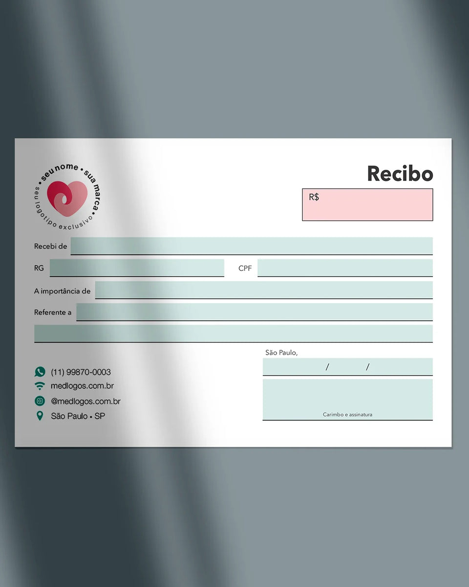 Talão de recibo médico • Impressão de papelaria gráfica