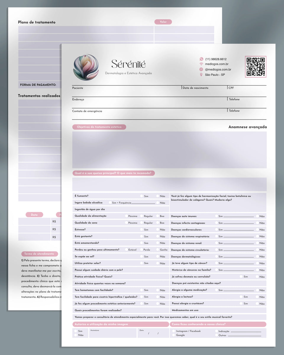 Anamnese e ficha de skinbooster personalizada