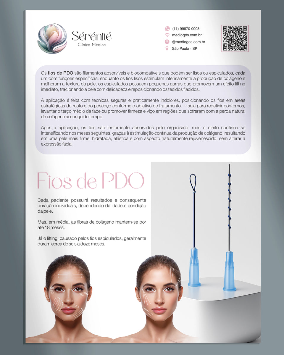 Lâmina explicativa sobre fios de PDO lisos e espiculados